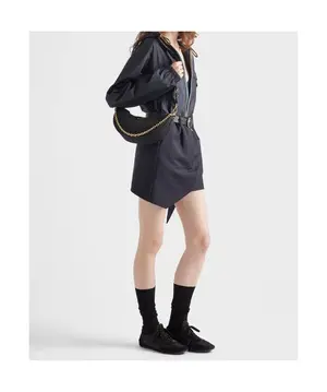 Prada Re-nylon Demi-lune Shoulder Bag With Chain Strap