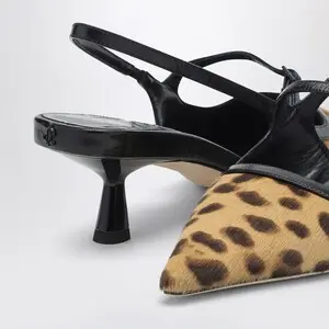 JIMMY CHOO Didi 45 Slingback In Leopard Print Pony Skin - Black