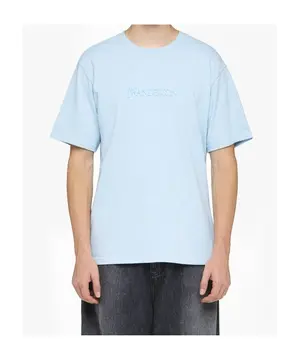 J.W.ANDERSON Logo-embroidered Cotton Shirt - Light Blue