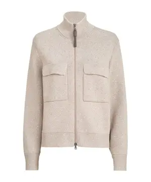 Brunello Cucinelli Sequined Zip-up Jacket - Desert