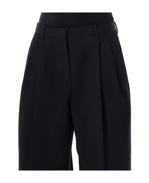 JIL SANDER Pleated Cotton-wool Tailored Trousers - Black
