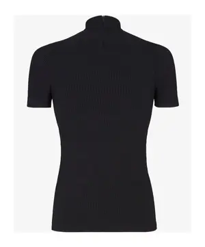 Fendi Mock Neck Short-sleeved Ribbed Top