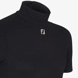 Fendi Mock Neck Short-sleeved Ribbed Top