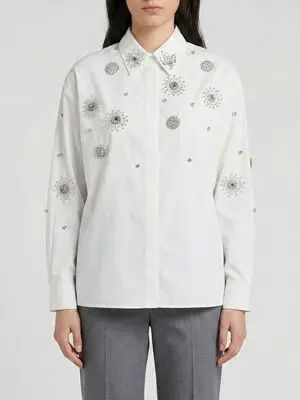 Pinko Embellished Button-up Shirt With Buckle Cuffs And Waist Belt