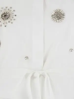 Pinko Embellished Button-up Shirt With Buckle Cuffs And Waist Belt