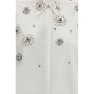 Pinko Embellished Button-up Shirt With Buckle Cuffs And Waist Belt