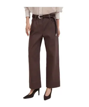 Brunello Cucinelli Belted Cotton Trousers