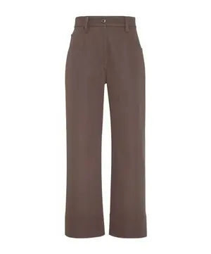 Brunello Cucinelli Belted Cotton Trousers