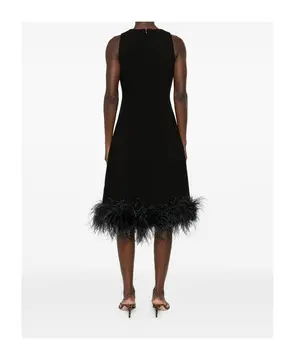 Max Mara Sleeveless Feather Trim Dress