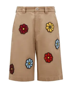 Moncler Embroidered Flower Bermuda Shorts