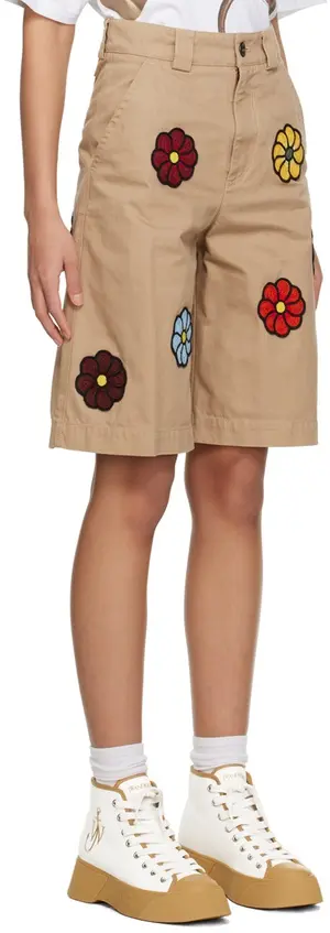Moncler Embroidered Flower Bermuda Shorts