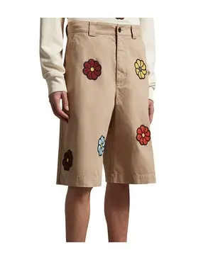 Moncler Embroidered Flower Bermuda Shorts