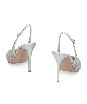 GIANVITO ROSSI Slingback Mesh Stiletto Heel Pumps - Silver