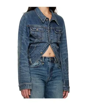 R13 Skinny Wrap Around Denim Trucker Jacket