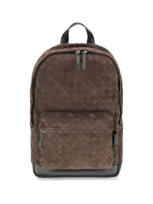 Bottega Veneta Intrecciato Zipped Backpack - Brown