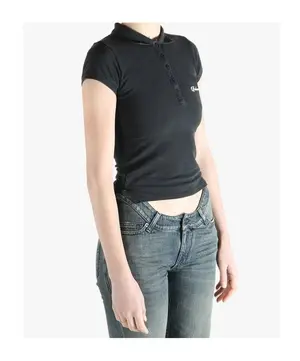 Balenciaga Logo Embroidered Cropped Polo Shirt