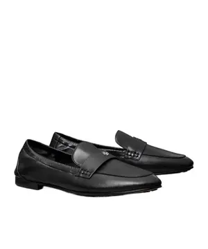 Tory Burch Logo Plaque Ballet Loafers - Black