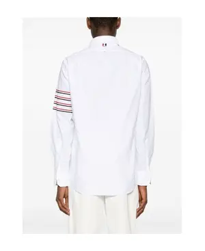 Thom Browne 4-bar Stripe Detailed Buttoned Shirt - White