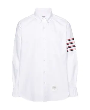 Thom Browne 4-bar Stripe Detailed Buttoned Shirt - White