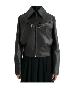 LEMAIRE Boxy Leather Blouson - Mocha