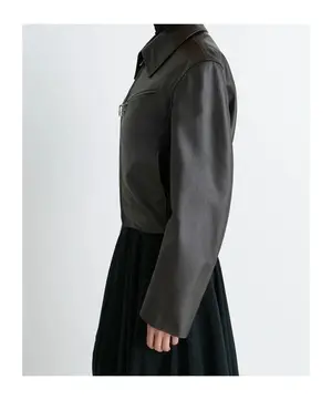 LEMAIRE Boxy Leather Blouson - Mocha