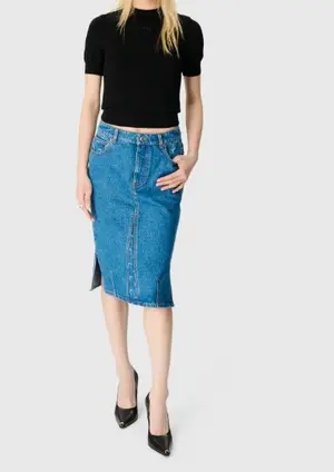 MARINE SERRE Moon Laser Wash Denim Knee-length Skirt