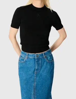 MARINE SERRE Moon Laser Wash Denim Knee-length Skirt