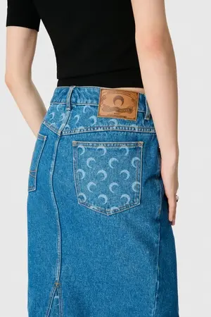 MARINE SERRE Moon Laser Wash Denim Knee-length Skirt