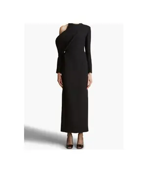 Khaite Long-sleeved Asymmetrical Draped Maxi Dress