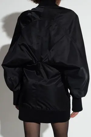 Off-White Ruched Puff-sleeved Dress