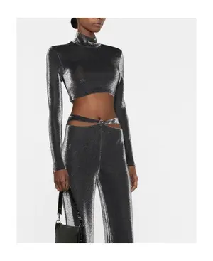 ROTATE BY BIRGER CHRISTENSEN High-neck Cropped Blouse