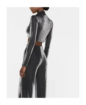 ROTATE BY BIRGER CHRISTENSEN High-neck Cropped Blouse