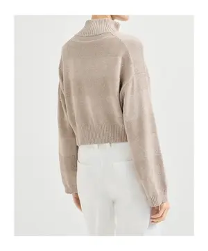 Brunello Cucinelli High-neck Zip-up Cardigan With Textured Stripes - Desert