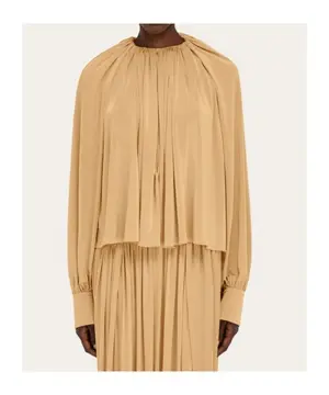FERRAGAMO Long Sleeve Pleated Blouse With Slit Back - Blush Pink