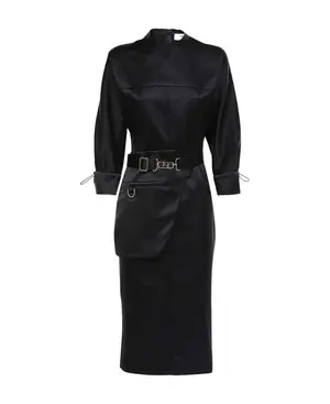 Fendi Belted Logo Dress - Black