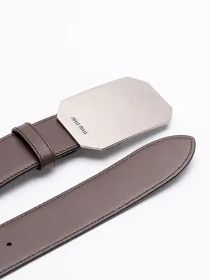 Miu Miu Logo Engraved Buckle Fastened Belt - Black