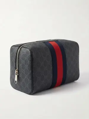Gucci Monogram Signature Striped Toiletry Bag - Dark Gray