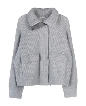 Brunello Cucinelli Ribbed Knit Lapel Cardigan With Pockets
