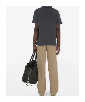 Burberry Check Printed Short Sleeved Polo Shirt - Black