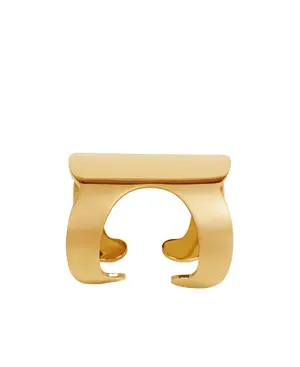 Celine Triomphe Shadow Cuff In Brass With Gold Finish