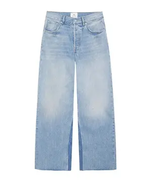 ANINE BING Manon Frayed Straight Leg Jeans - Blue