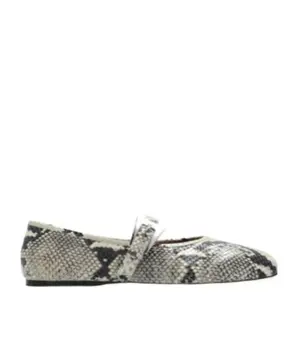 Paris Texas Sveva Embossed Buckle Ballet Flats - Gray