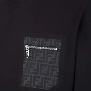 Fendi Long-sleeved Crewneck Sweatshirt With Ff Pattern Pocket