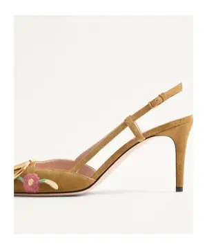 Valentino Garavani Vlogo Signature Floral Embroidered Pointed Toe Slingback Pumps