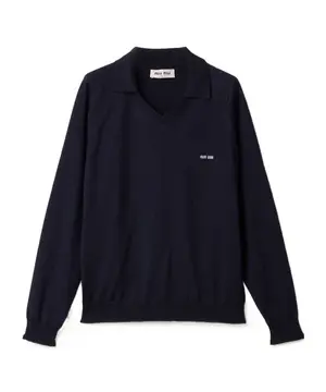 Miu Miu Logo Embroidered Polo Jumper