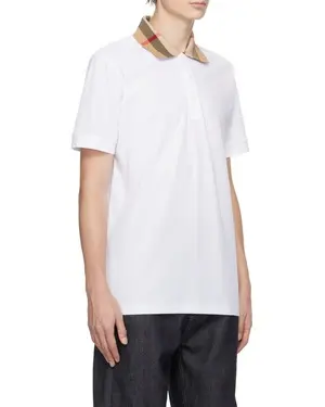Burberry Checked Short-sleeved Polo Shirt - White