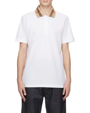 Burberry Checked Short-sleeved Polo Shirt - White