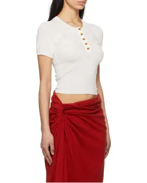 VIVIENNE WESTWOOD Rib-knit Crewneck Top With Button Placket