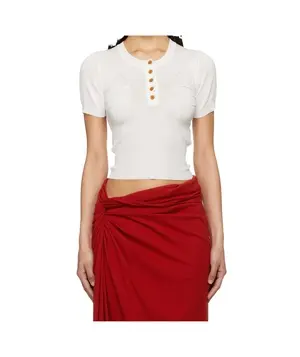 VIVIENNE WESTWOOD Rib-knit Crewneck Top With Button Placket