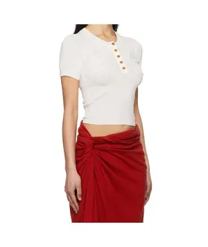 VIVIENNE WESTWOOD Rib-knit Crewneck Top With Button Placket